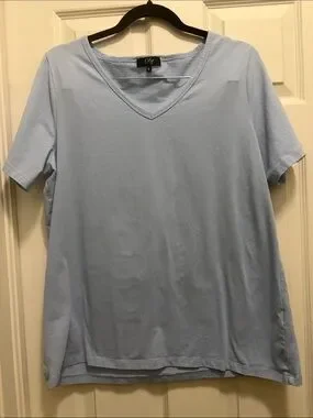 Orly | Tops | Orly Light Blue Vneck Short Sleeve Tee 95 Cotton5 Spandex ...